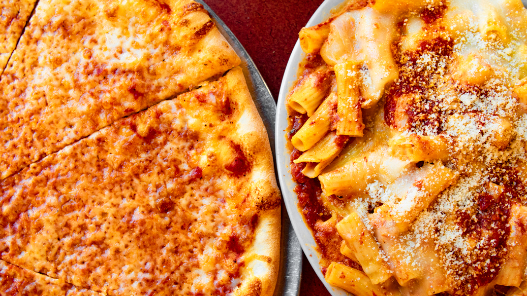 Baked Rigatoni and Lg Cheese Pizza | Above the Crust